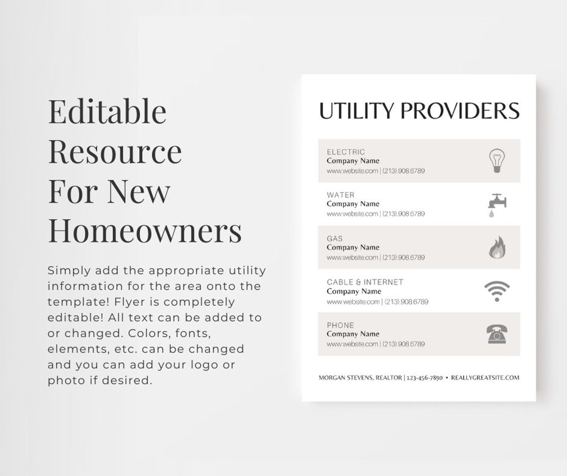 Utility Provider Template Utility Recommendations Editable - Etsy