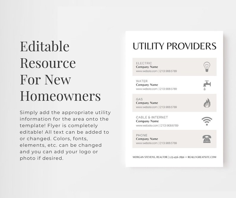 Utility Provider Template Utility Recommendations Editable - Etsy