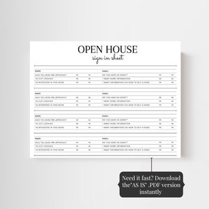 Open House Sign-in Sheets | Real Estate Printable | Real Estate ...