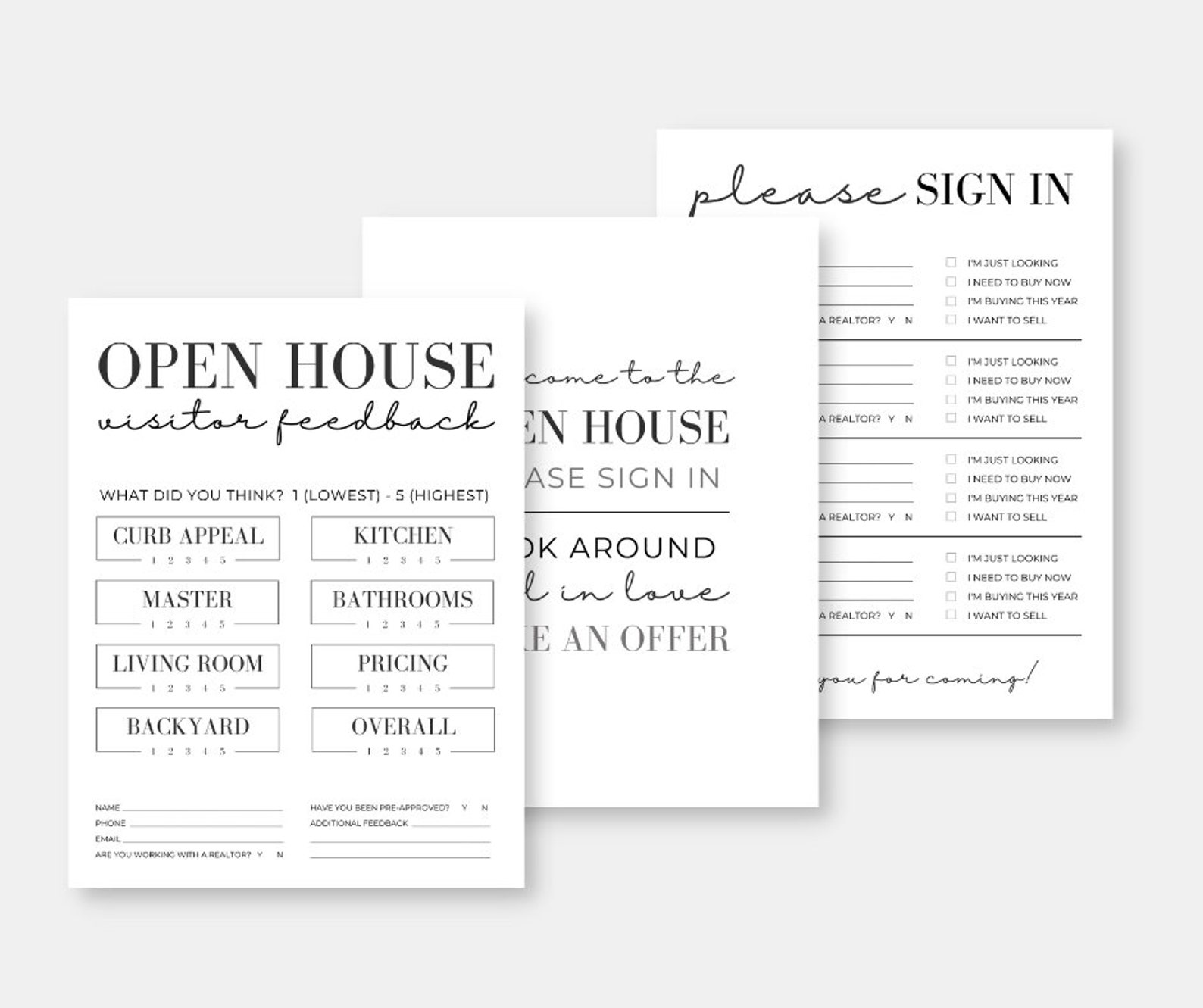 Open House Printables | Real Estate Resource | Realtor Marketing | Real ...