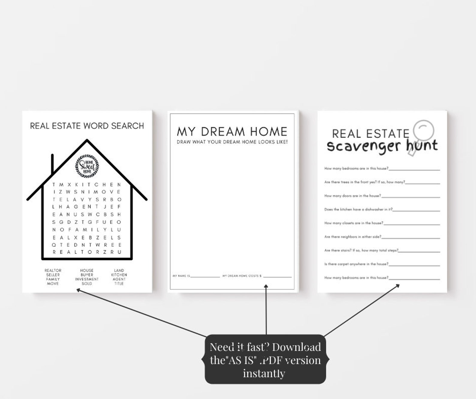 Real Estate KIDS KIT Open House Printable Real Estate - Etsy