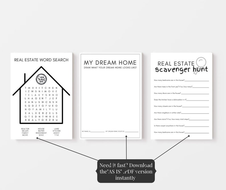 Real Estate KIDS KIT | Open House Printable | Real Estate Marketing ...