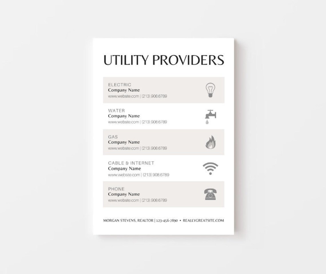 Utility Provider Template | Utility Recommendations | Editable ...