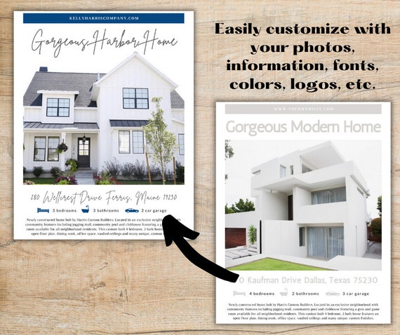 Design & Templates Paper Customize New Home Flyer Realtor Flyer| Real ...