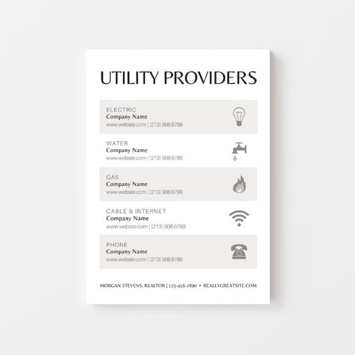 Utility Provider Template Utility Recommendations Editable - Etsy