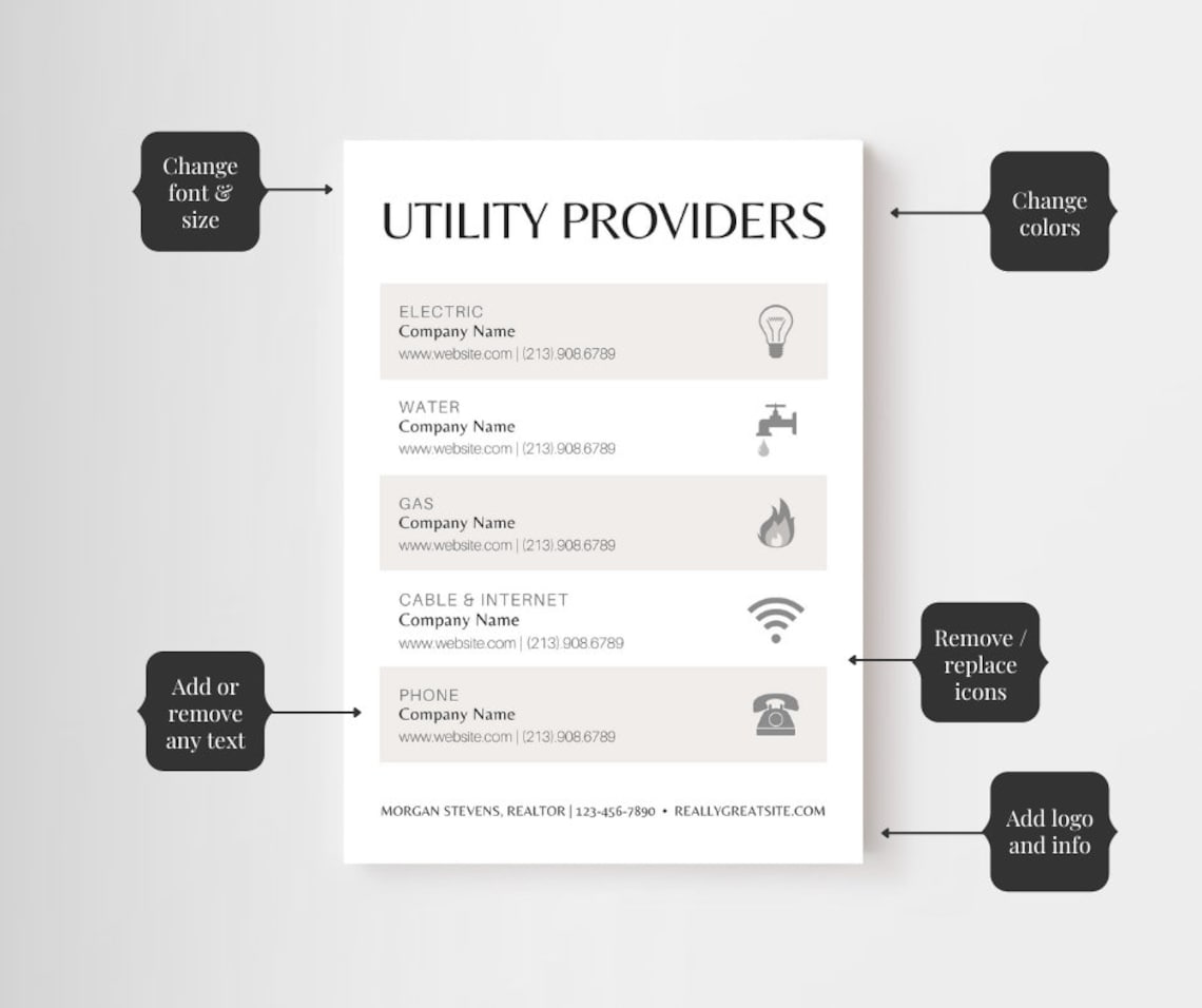 Utility Provider Template | Utility Recommendations | Editable ...