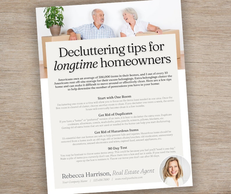 Decluttering Tips | Real Estate Marketing | Realtor Flyer | Template ...