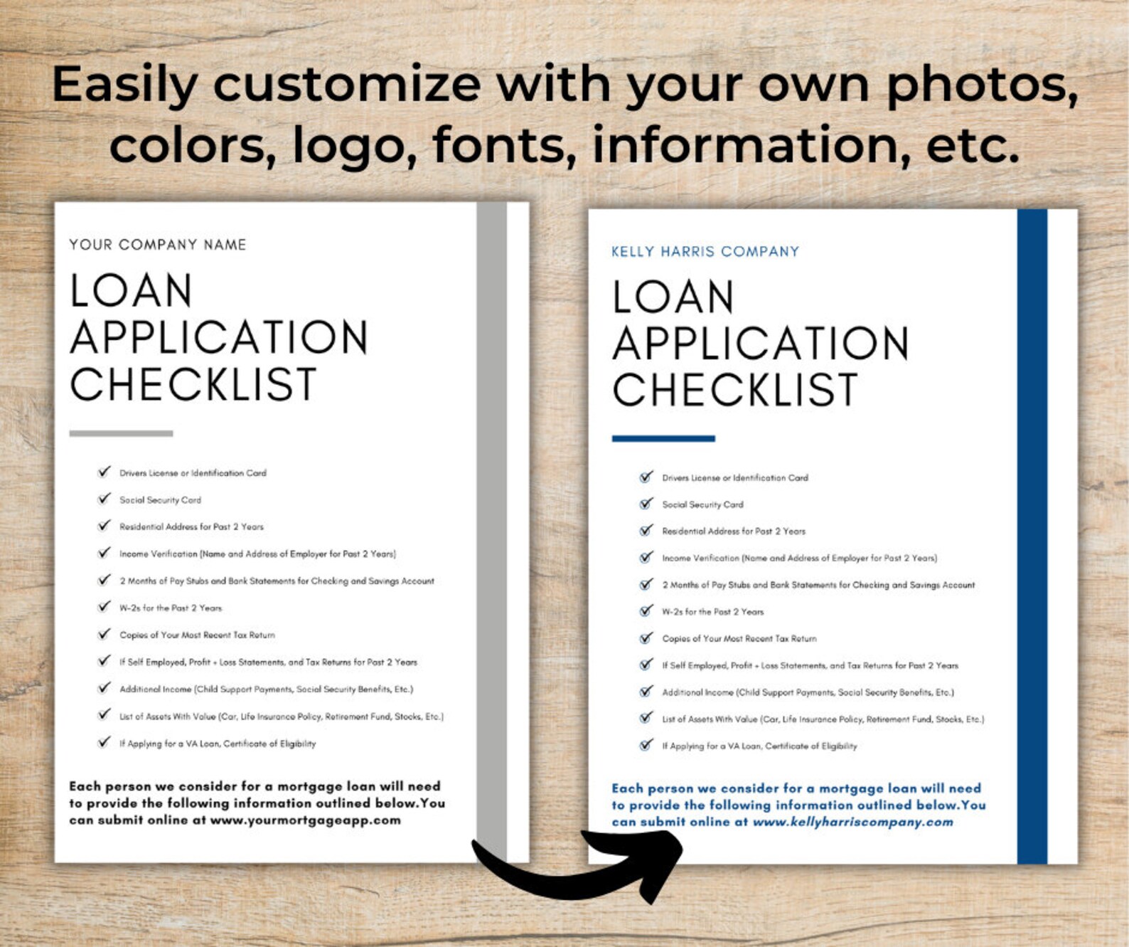 Loan Application Checklist Editable Template Real Estate | Etsy