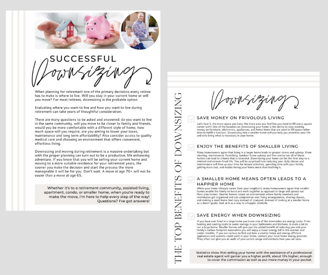 Downsizing Guide | Real Estate Marketing | Editable Guide for Real ...