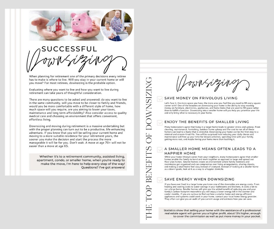 Downsizing Guide | Real Estate Marketing | Editable Guide for Real ...