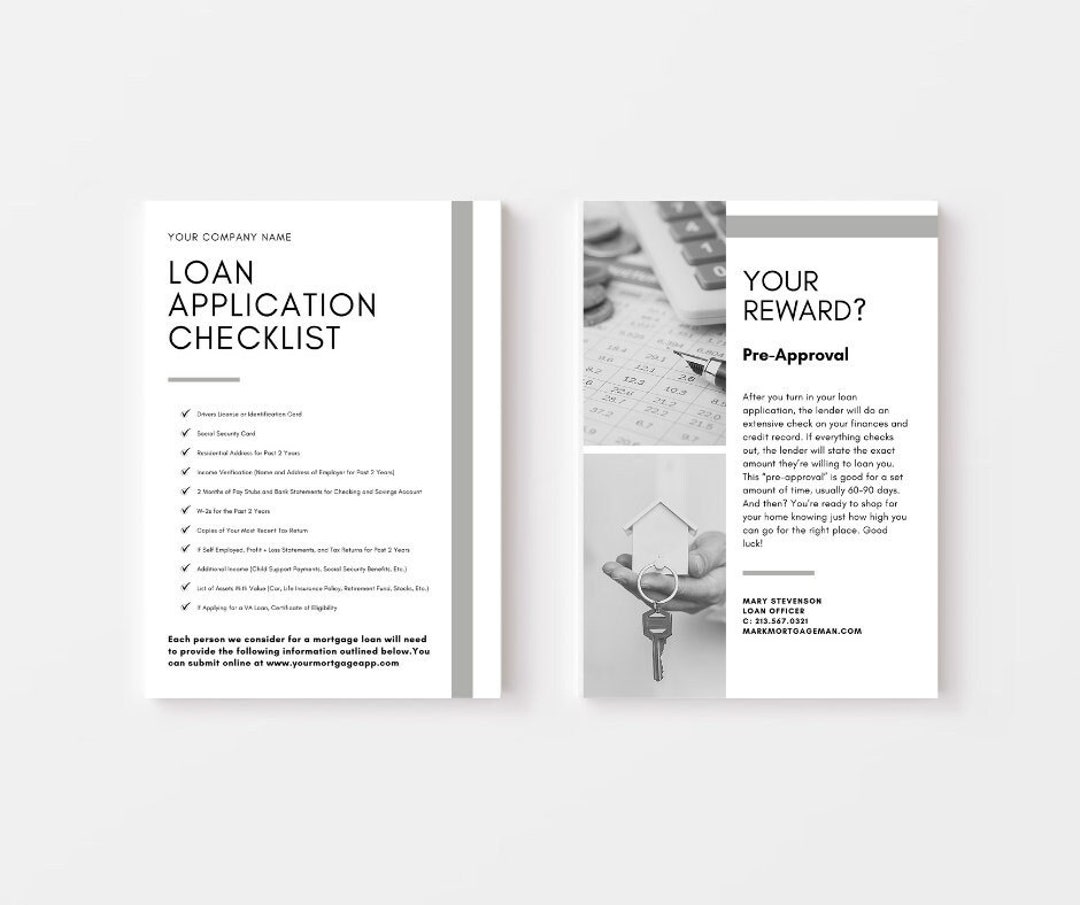 Loan Application Checklist | Editable Template | Real Estate Finance ...