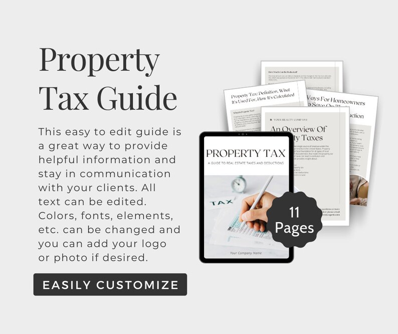 Property Tax Guide | Editable Template | Realtor Marketing | Homeowner ...