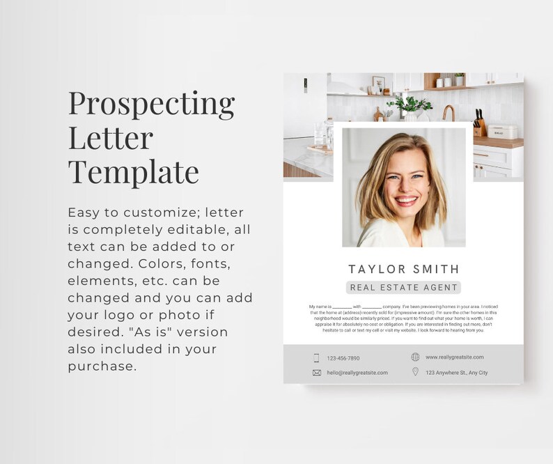 Realtor Prospecting Letter Template Editable Real Estate - Etsy