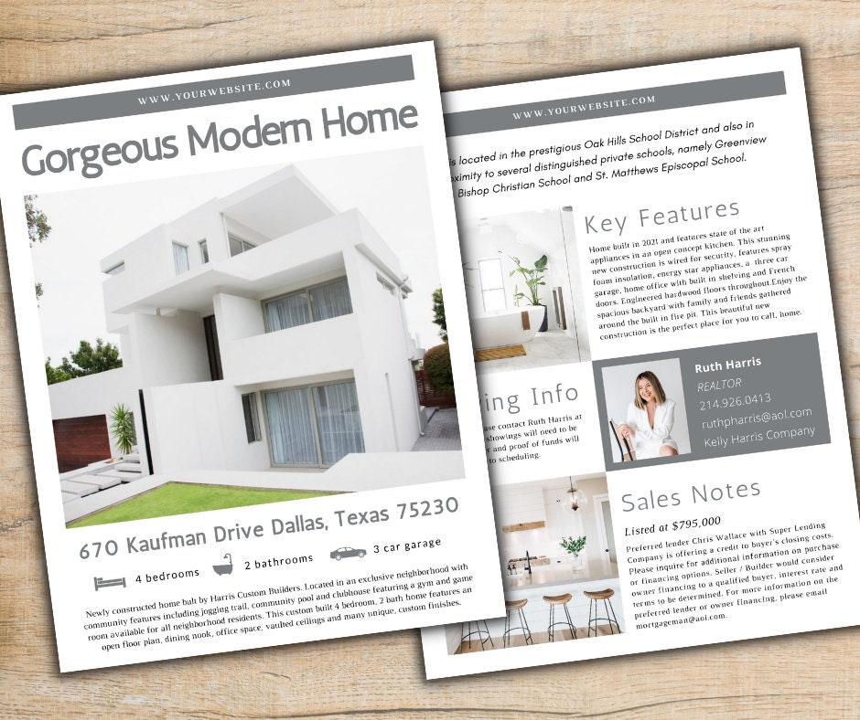 Design & Templates Paper Customize New Home Flyer Realtor Flyer| Real ...