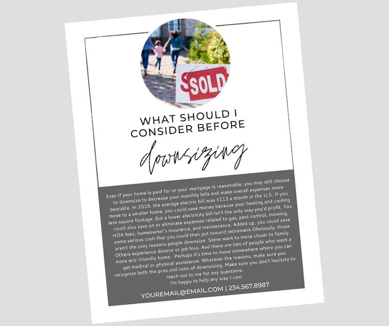 Downsizing Guide Real Estate Marketing Editable Guide for - Etsy