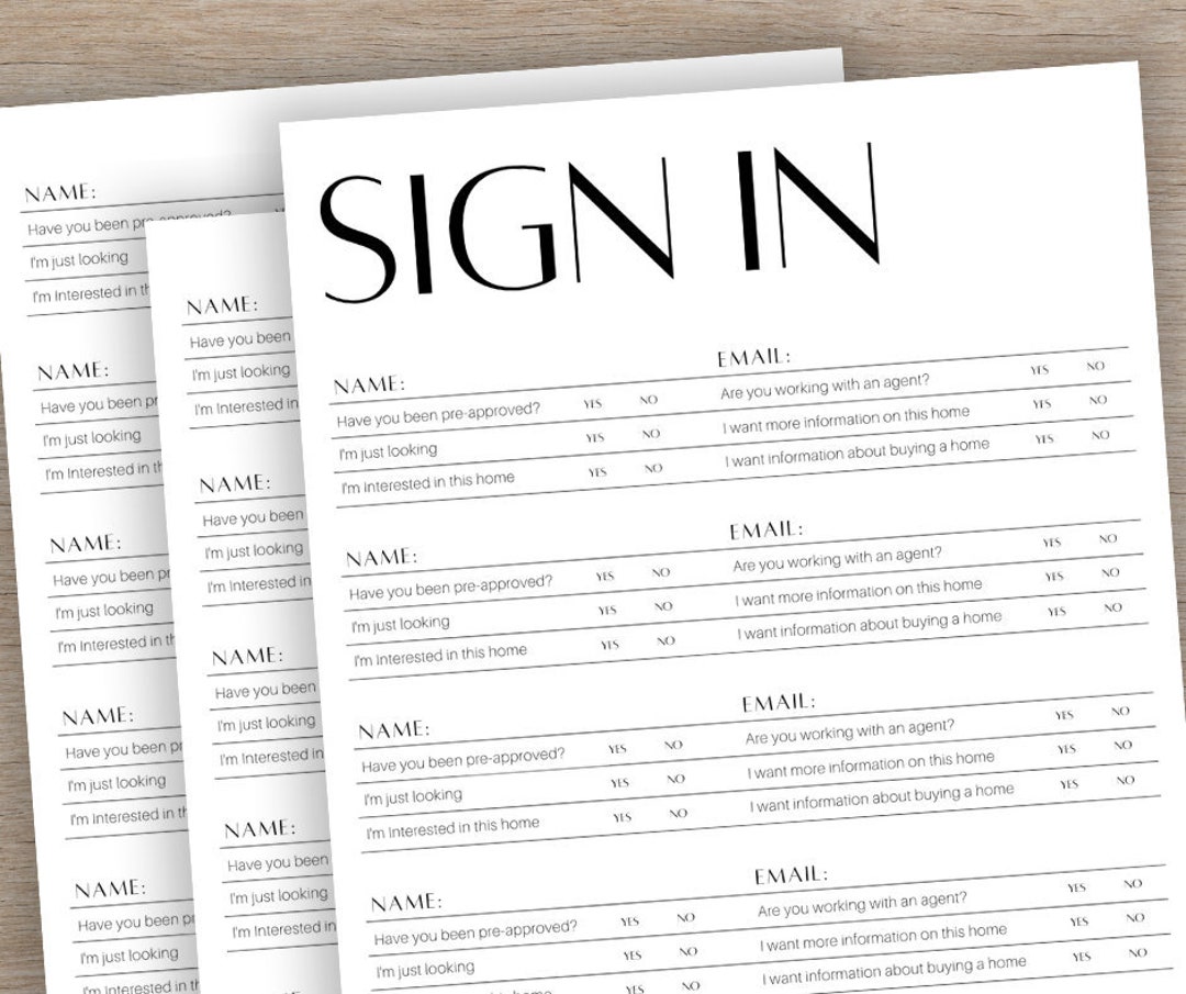 Editable Open House Sign-in Sheets | Real Estate Printable | Real ...