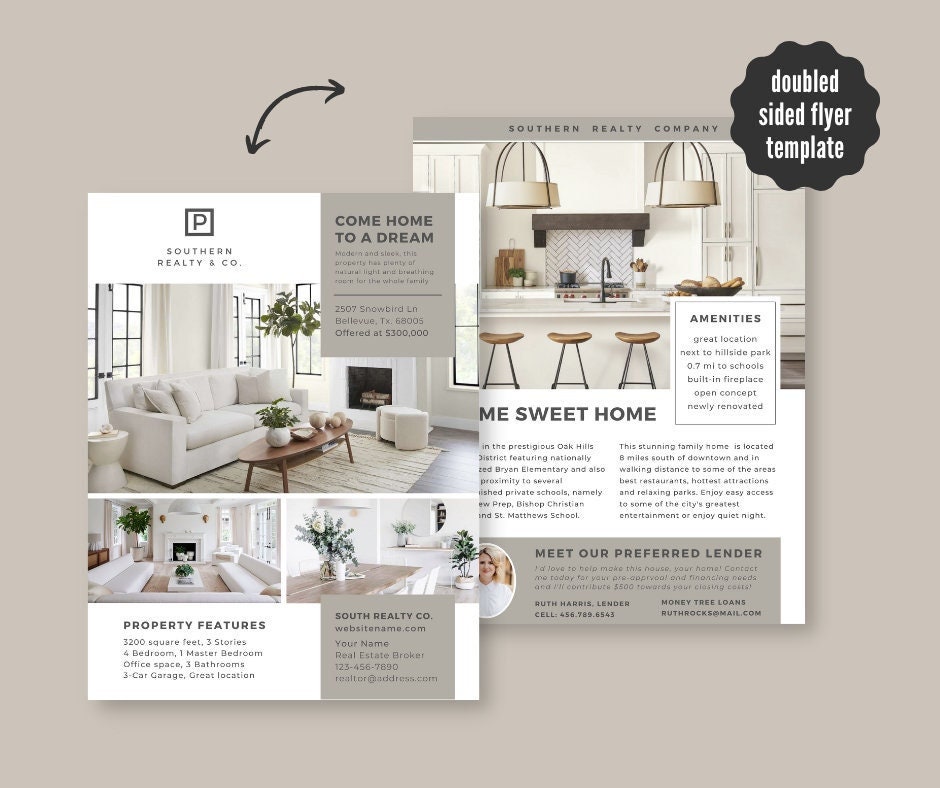 Double Sided Listing Flyer | Preferred Lender Listing Flyer | Real ...