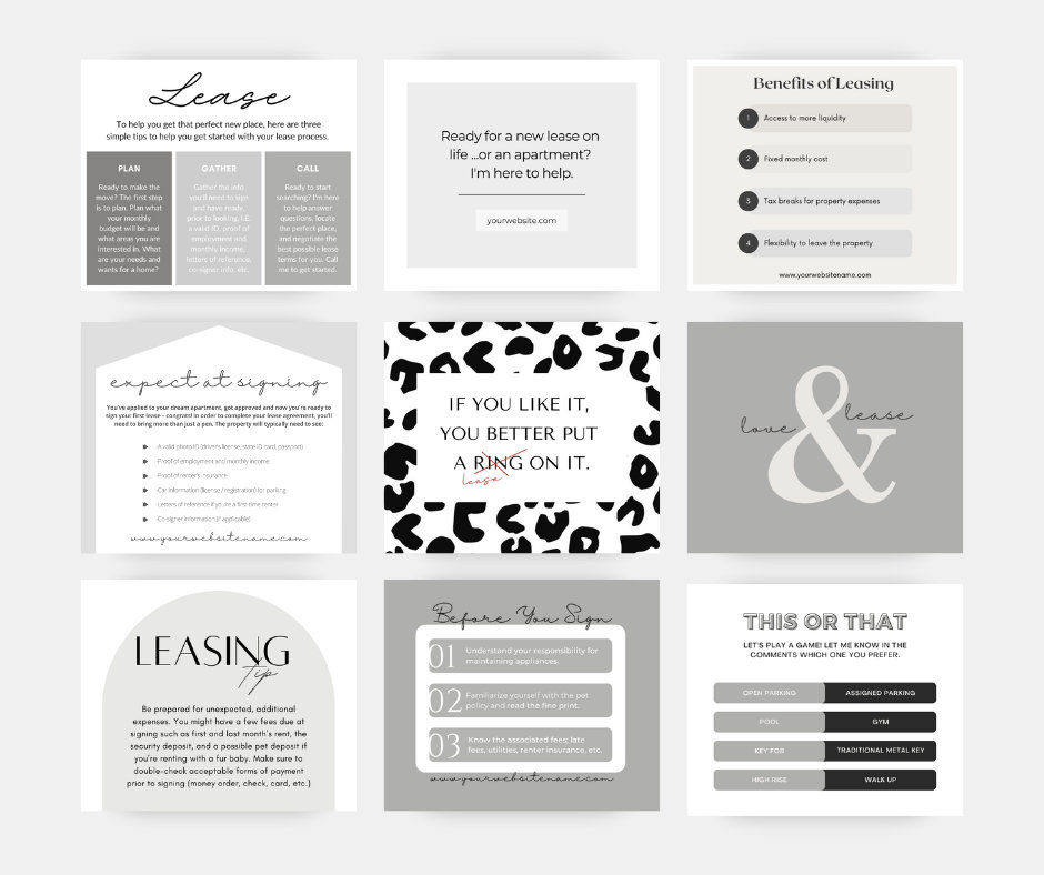 50 Lease Marketing Graphics | Real Estate Template | Realtor | Leasing ...