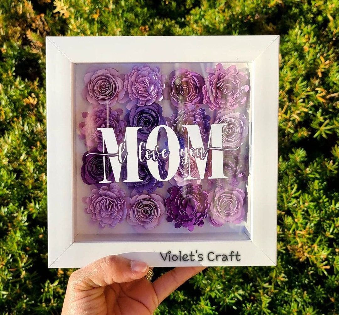Mom Shadowbox With Flowers/mother's Day Gift/customized Mom Gift/paper ...
