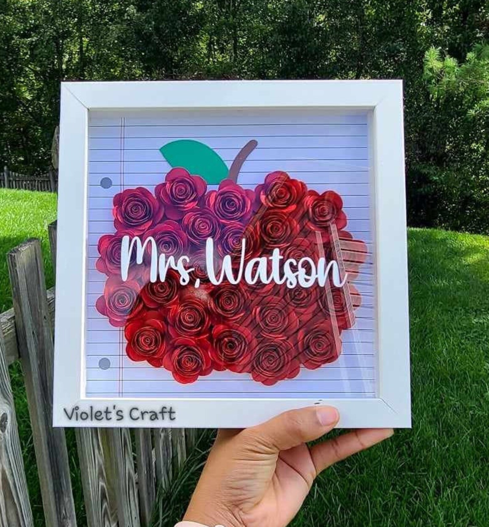 Apple Teacher Flower Frame/teacher Appreciation Gift/teacher Name Frame ...