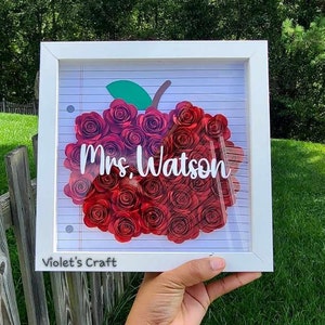Apple Teacher Flower Frame/teacher Appreciation Gift/teacher Name Frame ...