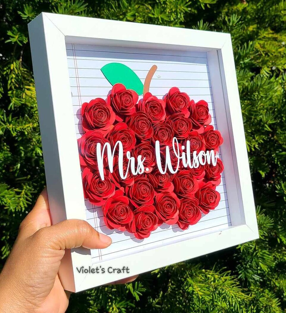 Apple Teacher Flower Frame/teacher Appreciation Gift/teacher Name Frame ...