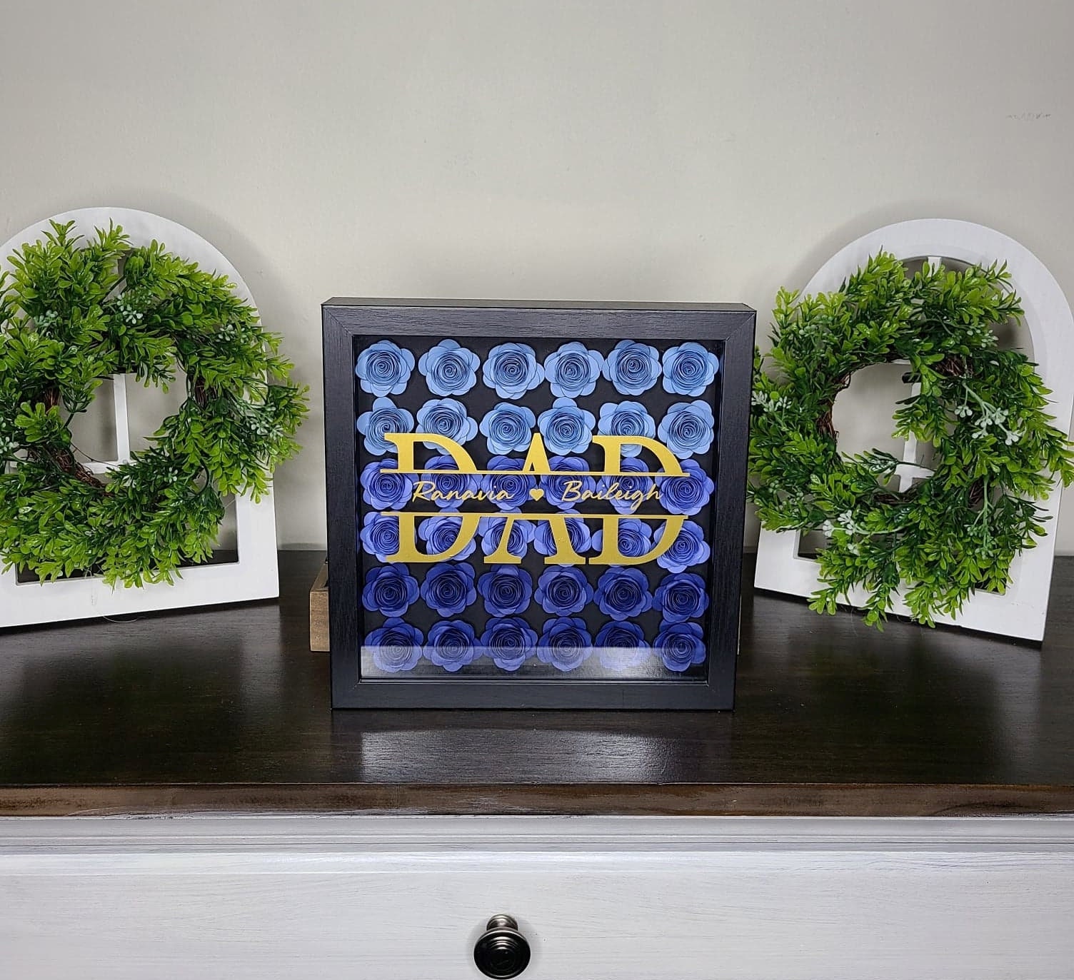 Dad Shadowbox With Flowers/personalized Shadowbox W - Etsy