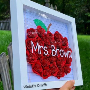 Apple Teacher Flower Frame/teacher Appreciation Gift/teacher Name Frame ...