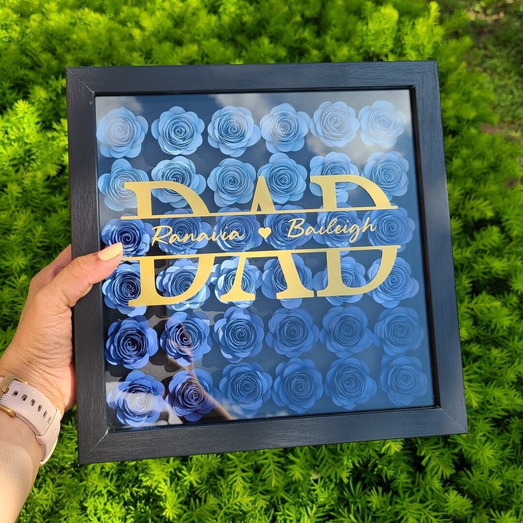 Dad Shadowbox With Flowers/personalized Shadowbox W Names/father's Day ...