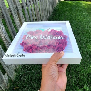 Apple Teacher Flower Frame/teacher Appreciation Gift/teacher Name Frame ...