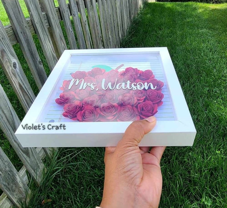 Apple Teacher Flower Frame/teacher Appreciation Gift/teacher Name Frame ...