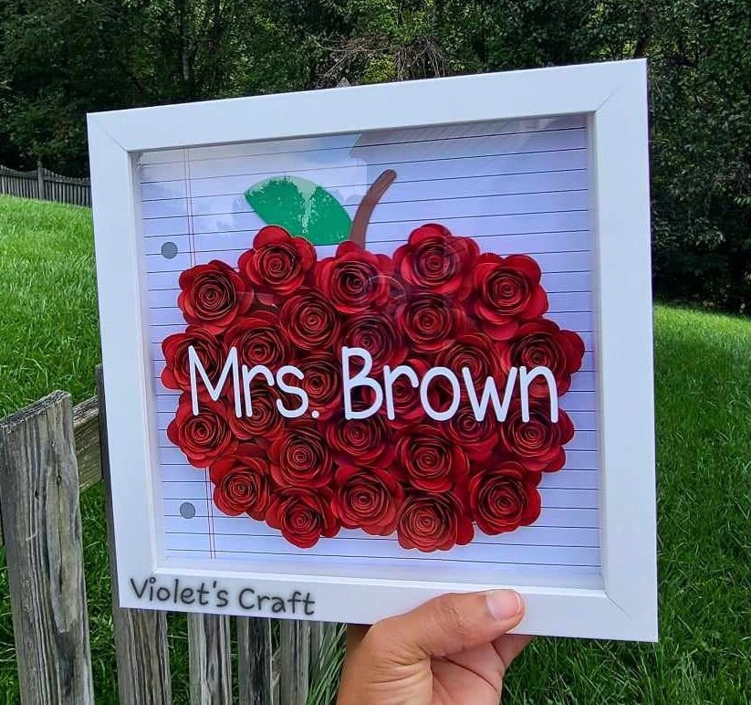 Apple Teacher Flower Frame/teacher Appreciation Gift/teacher Name Frame ...