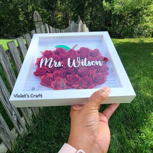 Apple Teacher Flower Frame/teacher Appreciation Gift/teacher Name Frame ...