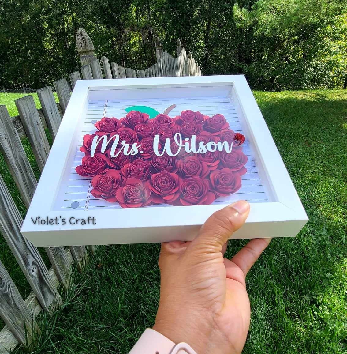 Apple Teacher Flower Frame/teacher Appreciation Gift/teacher Name Frame ...