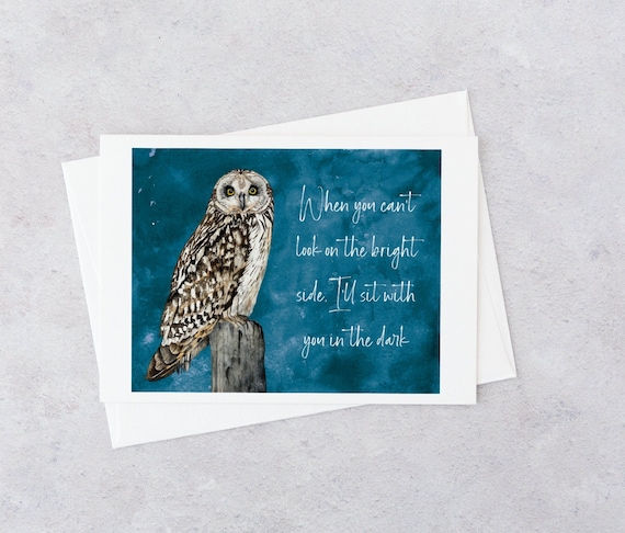 Encouragement Card Sympathy Card Owl Art Blank Notecard With - Etsy