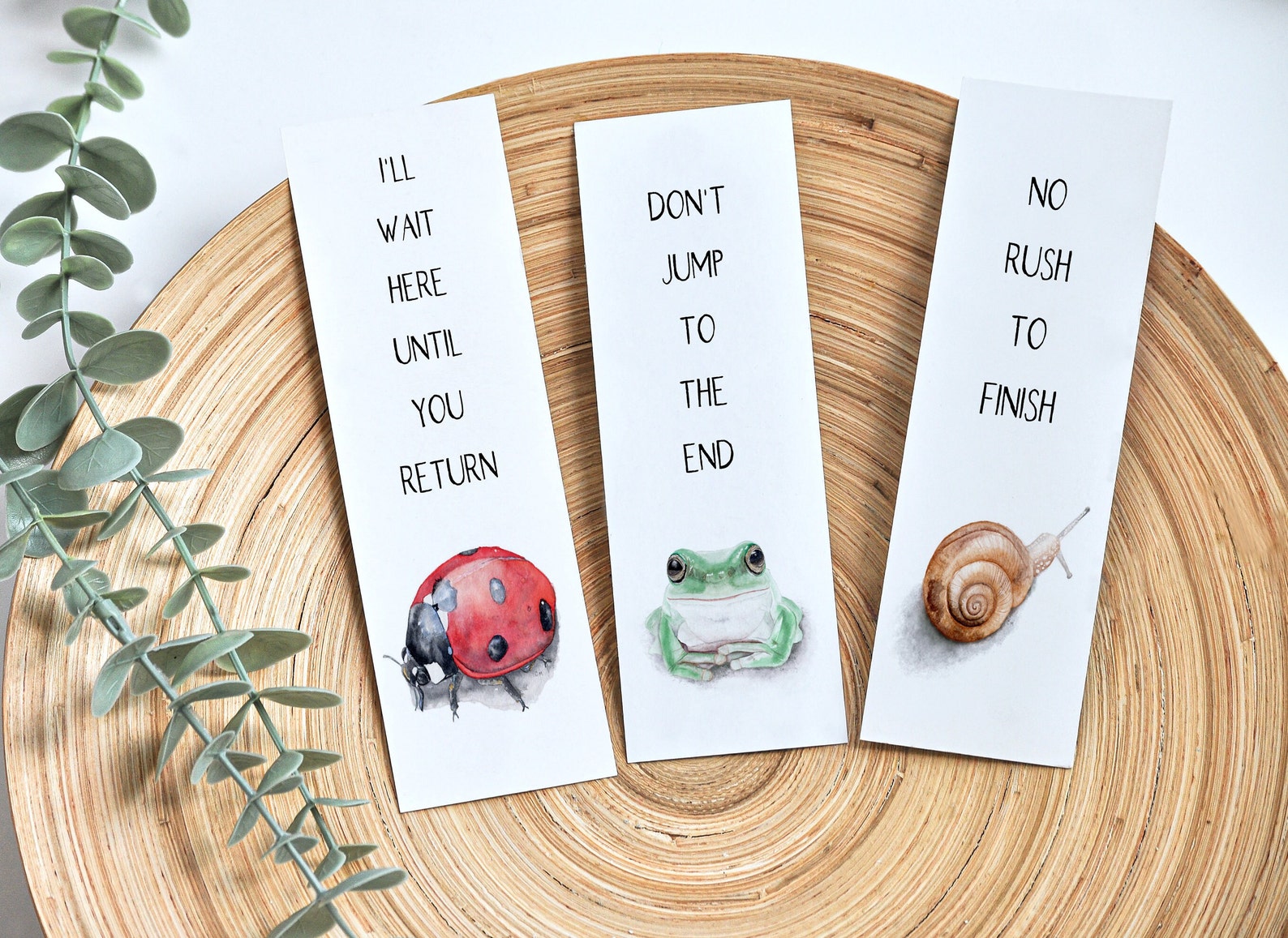 Watercolor Animal Bookmark Set: Frog, Ladybug, Snail - Etsy