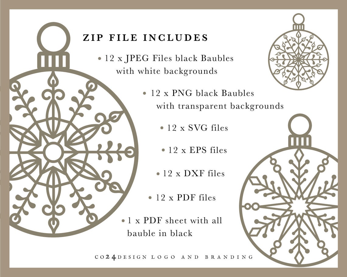 Christmas Bauble SVG Bundle Vintage Digital Baubles Ornate | Etsy