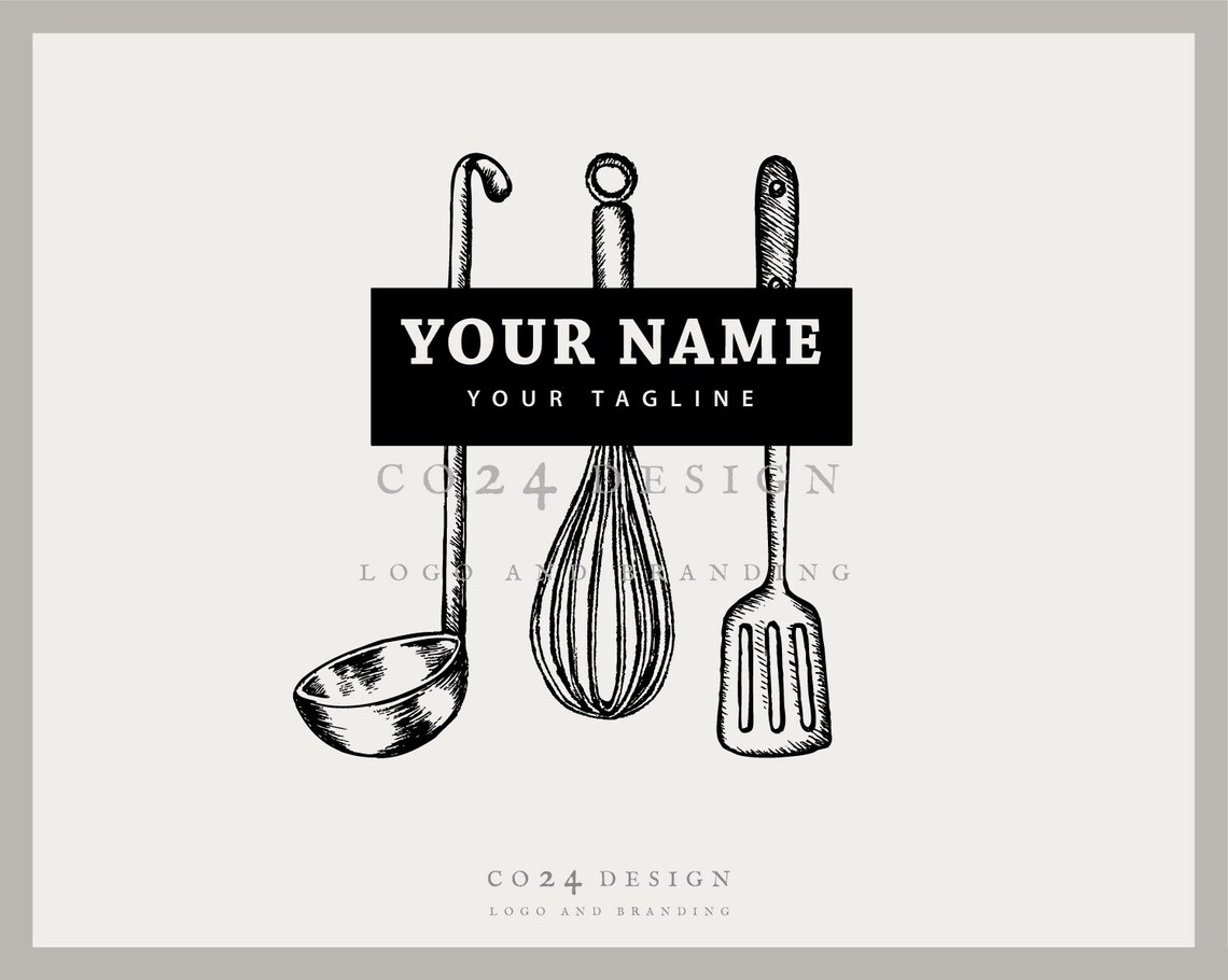 Kitchen Logo Restaurant Logo Vintage Style Pre-made Logo | Etsy