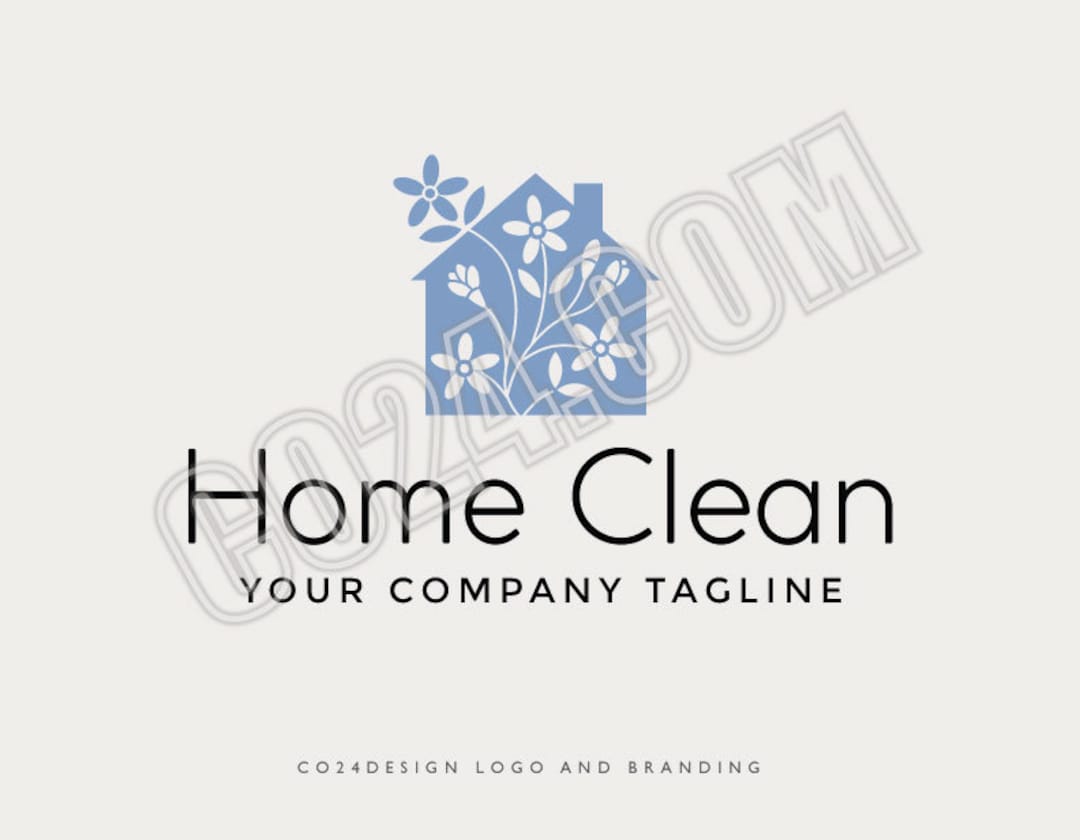 House Cleaning Logo, Maid Logo, Housekeeper Logo, Clean Logo, Floral ...