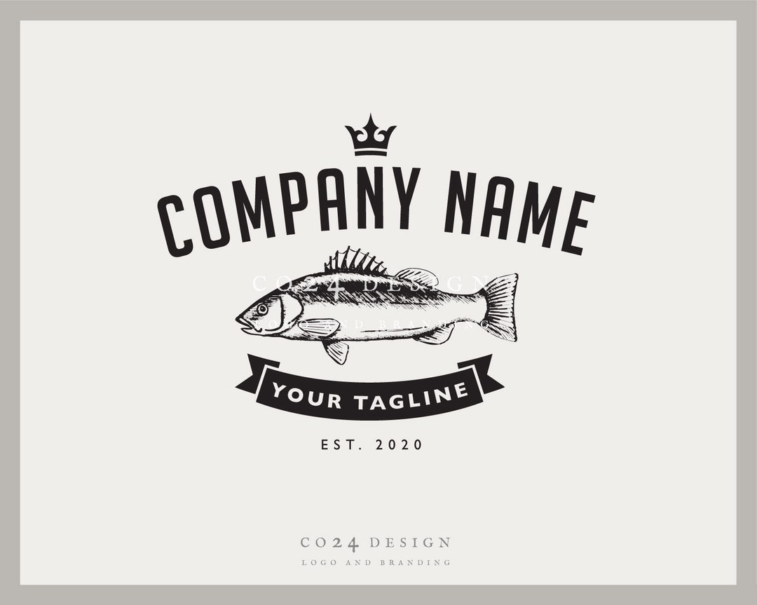 Vintage Sea Bass Logo Design, Fishery Branding (eps, Svg, Jpeg, Pdf ...