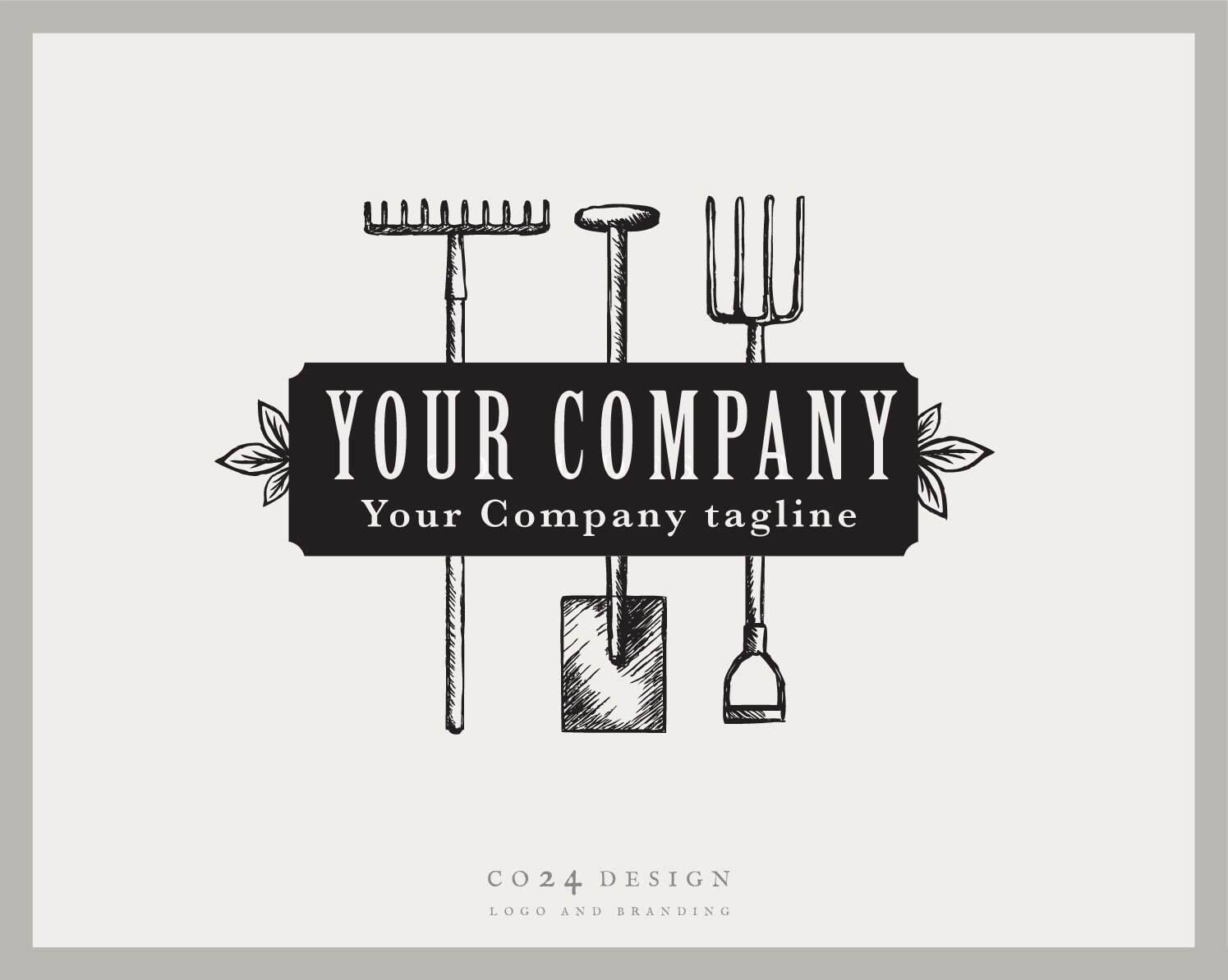 Garden Tools Logo Farming Logo Gardening Tools Hand Drawn - Etsy