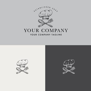 Chef Utensils Logo, Restaurant Premade Logo, Chef Hat, Toque, Cooking ...