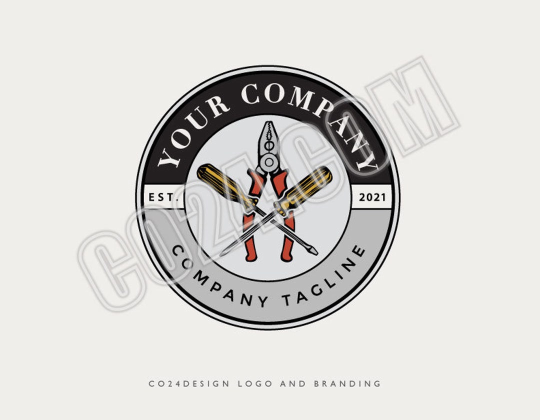 Handyworker Logo, Electrician Pre-made Logo, Vintage Style Logo ...