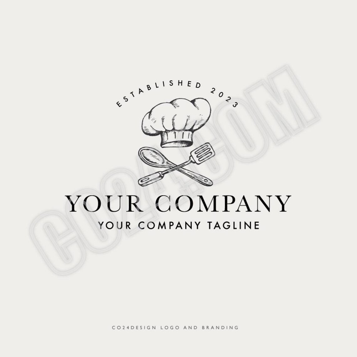 Vintage Chef Utensils Logo, Premade Restaurant Branding (digital Files ...