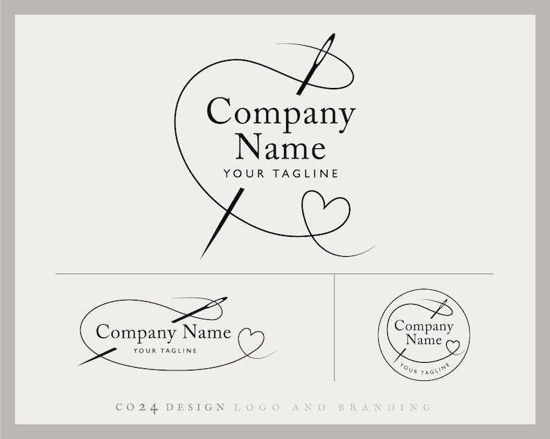 Needle and Thread Logo Sewing Heart Logo Vintage Stitching - Etsy