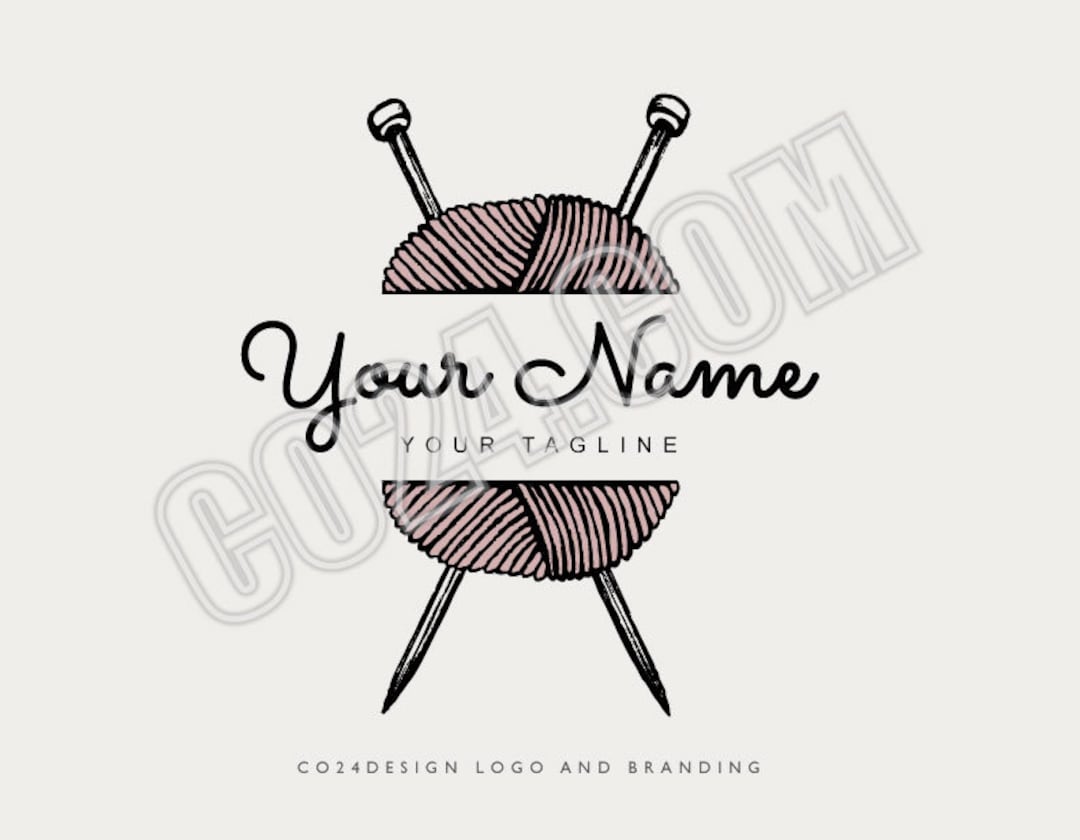 Yarn Logo, Knitting Logo, Wool Logo, Knitting Needles and Wool Vintage ...