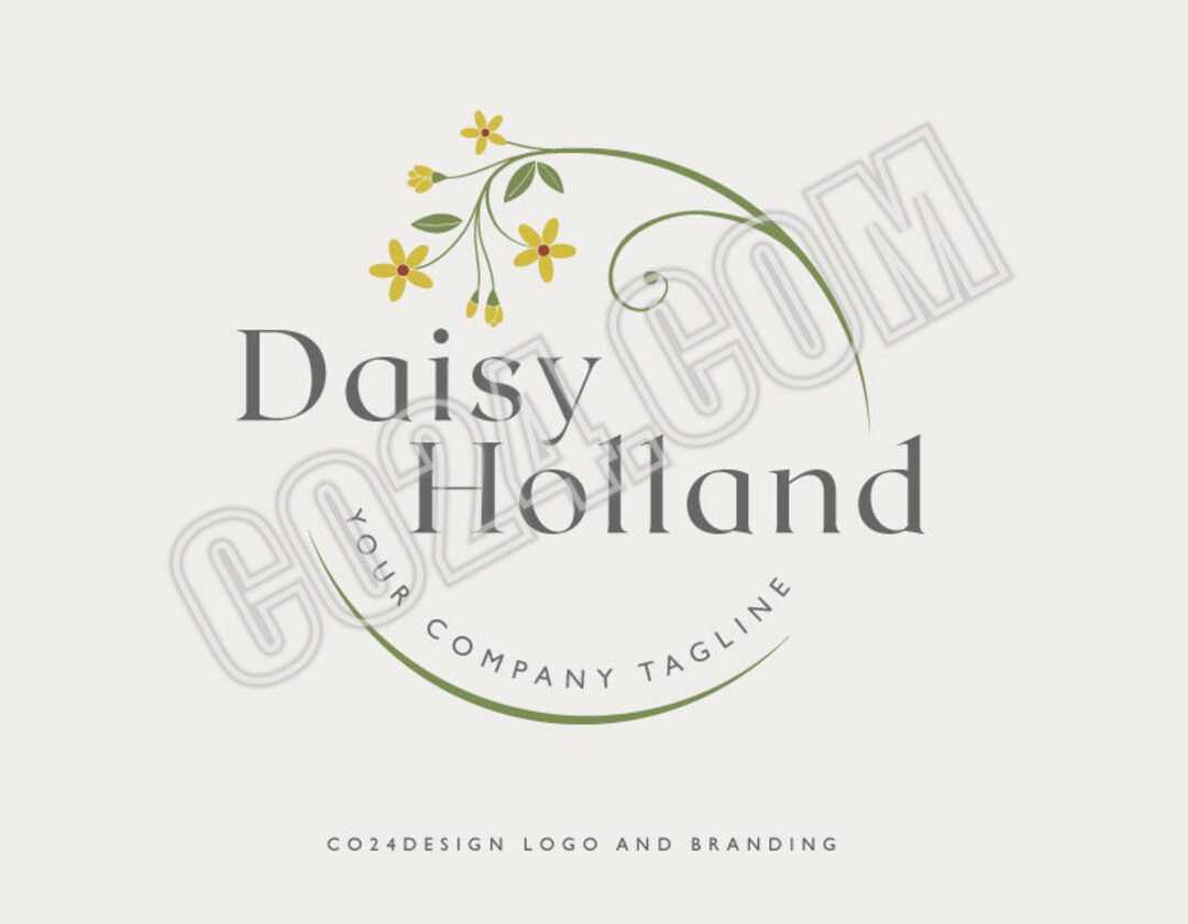 Flower Wreath Logo, Floral Logo, Botanical Logo, Pre Made Minimalist ...