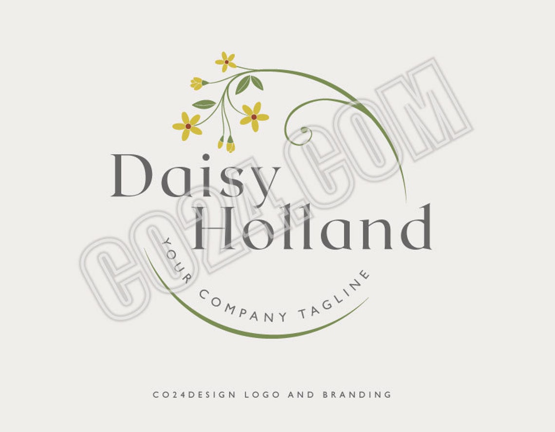 Floral Wreath Logo: Personalized Botanical Flower Ring (eps, Svg, Jpeg ...