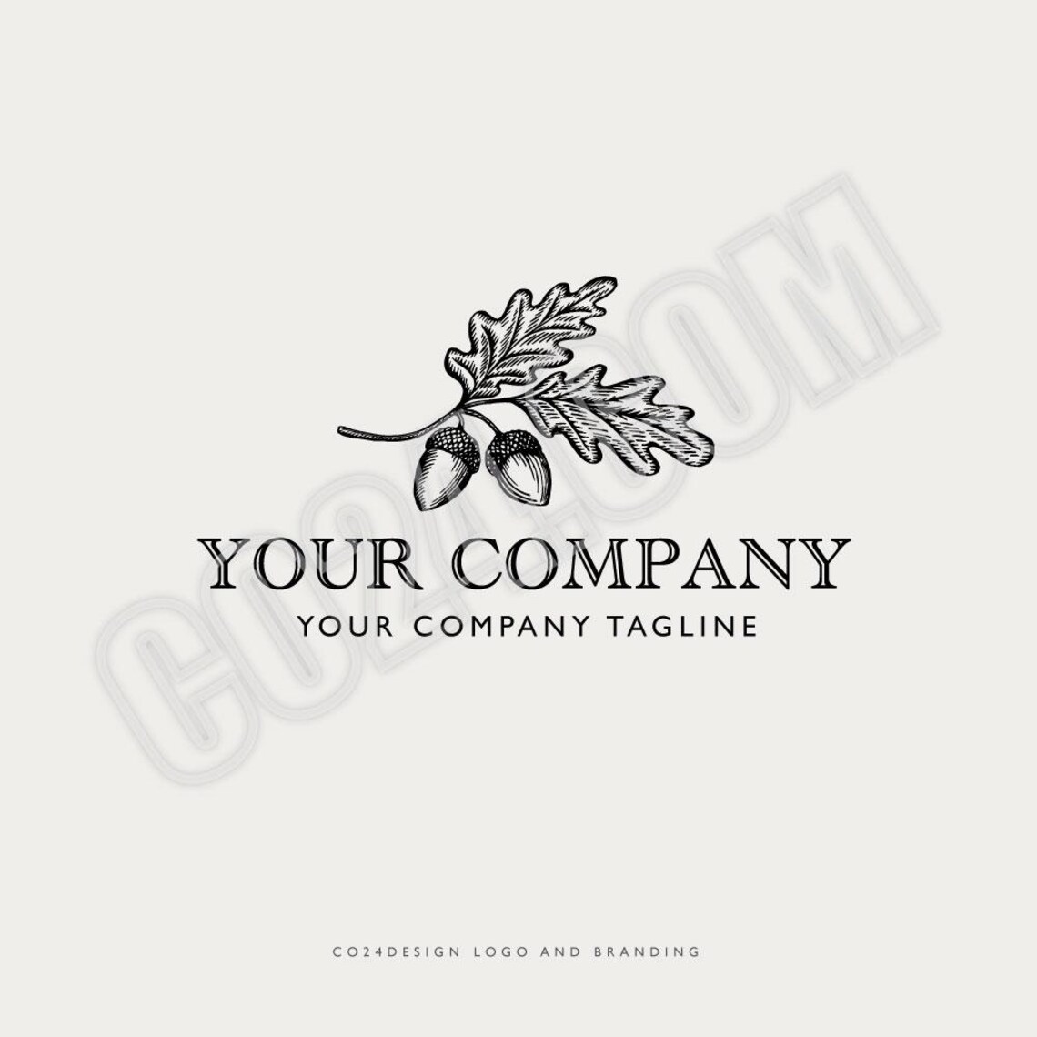 Oak Leaf Acorn Logo: Botanical Brand Design (eps, Svg, Jpeg, Pdf, Png ...
