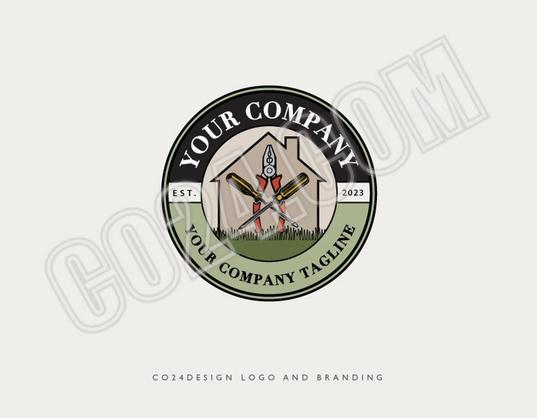 Home Repair Logo, Handyworker Logo, Premade Electrician Logo, Vintage ...
